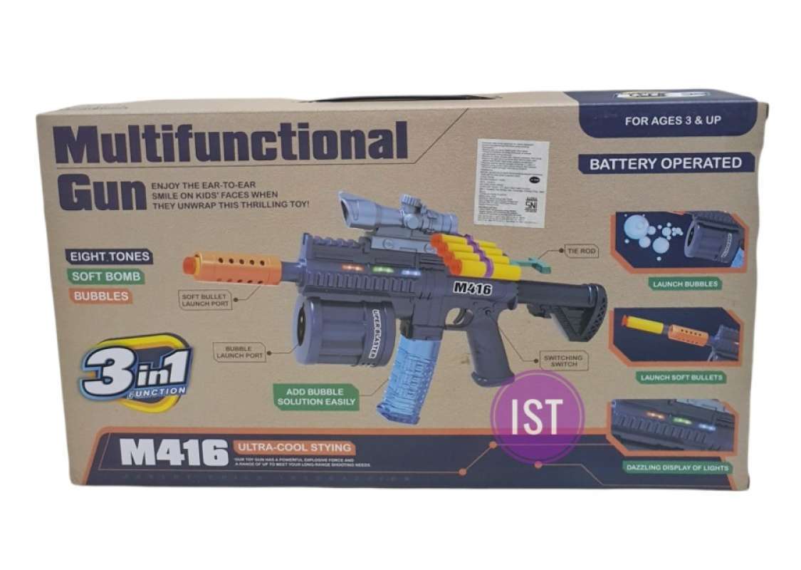 Promo Mainan Anak Multifunction Gun M416 3in1 Soft Bullet Gun And ...
