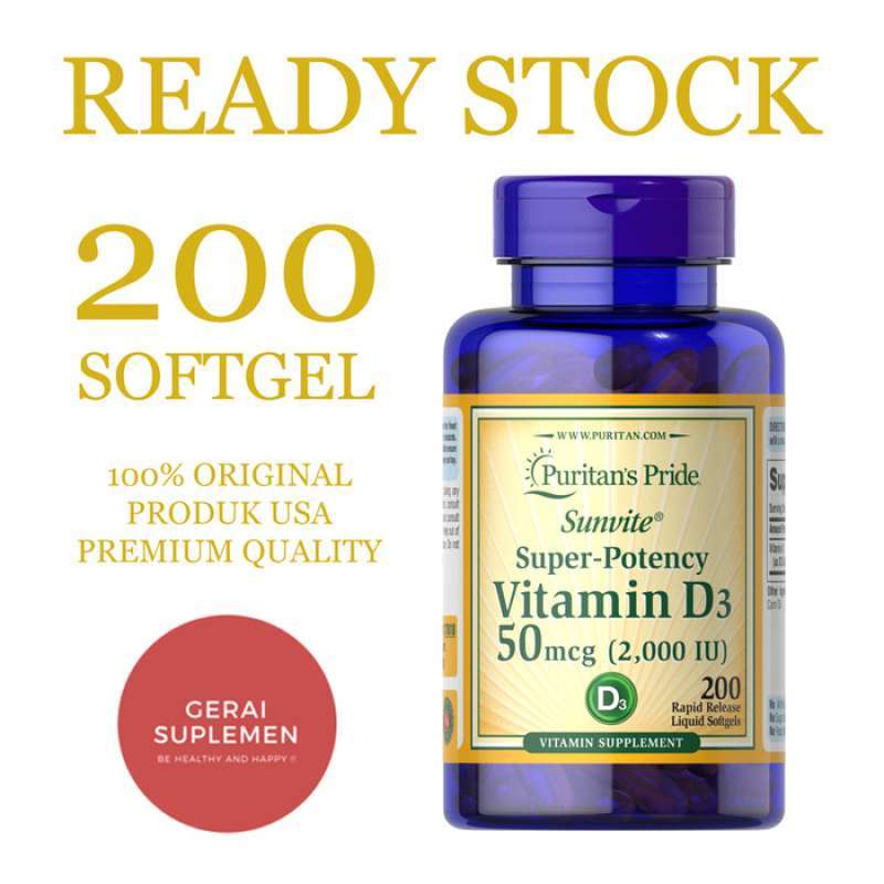 Promo Vitamin D3 - 2000 IU (200 Softgel) - Puritan's Pride USA Diskon 23% di Seller Pegazuz ...