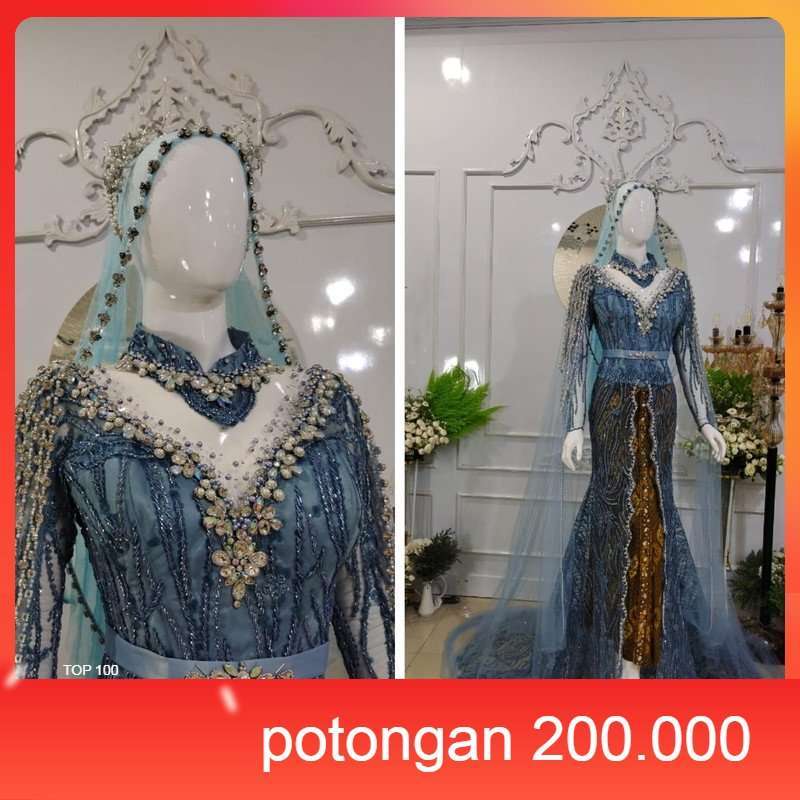 Gaun Biru Wedding Gaun Pengantin Hijab Biru Muda Wedding Dress