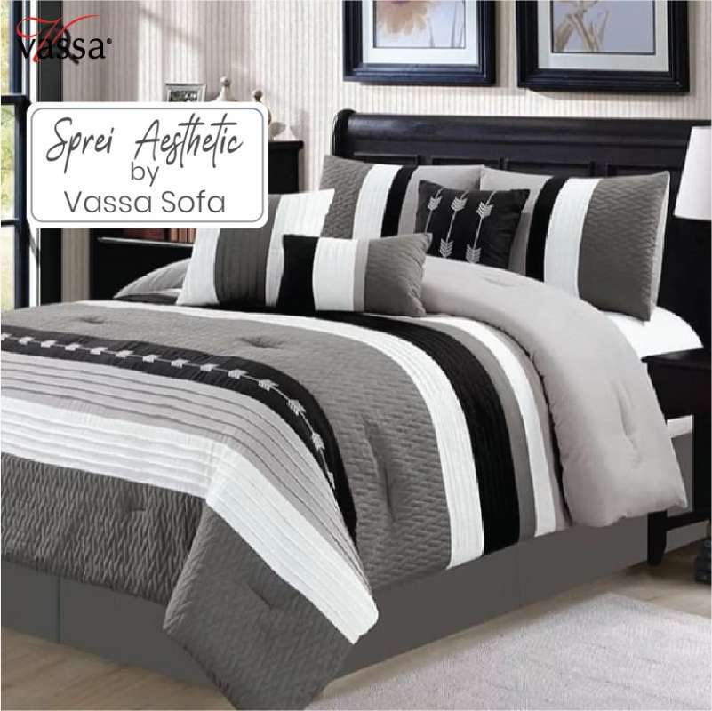 Promo Sprei aesthetic by Vassa Sofa - LUXURY GREY 180 X 200 Diskon 63% ...