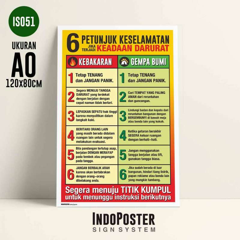 Jual Poster K3 Safety Petunjuk Keselamatan Keadaan Darurat Kebakaran ...
