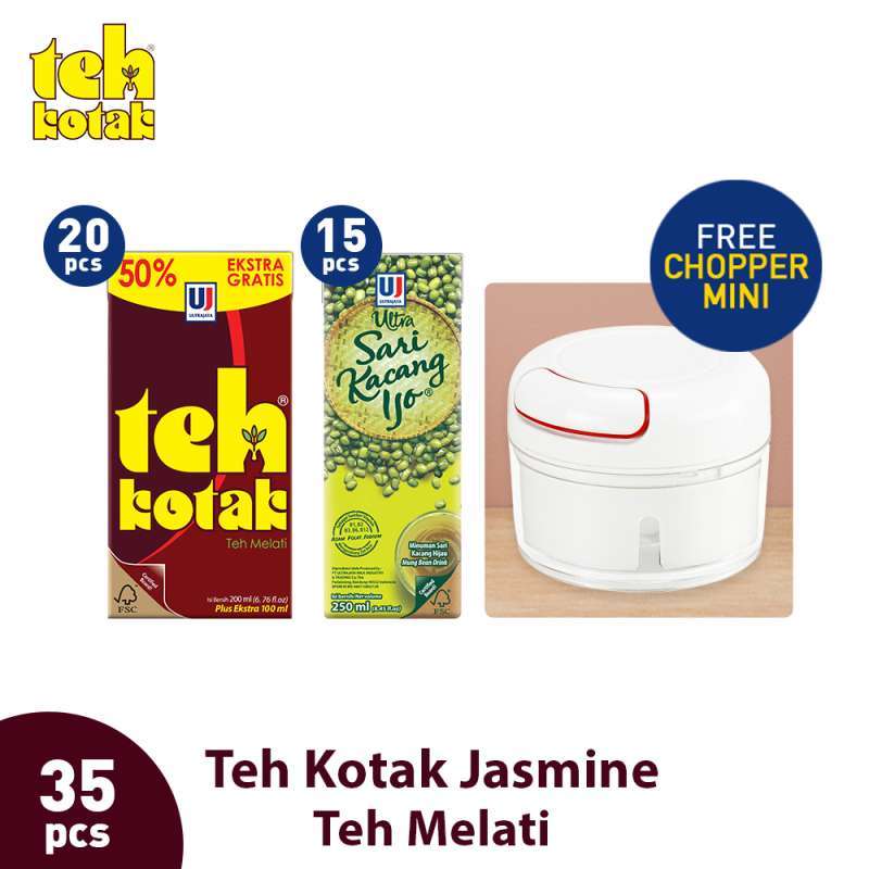 Jual Teh Kotak 20x300ml Dan Ultra Sari Kacang Ijo 15x250ml Free Chopper ...