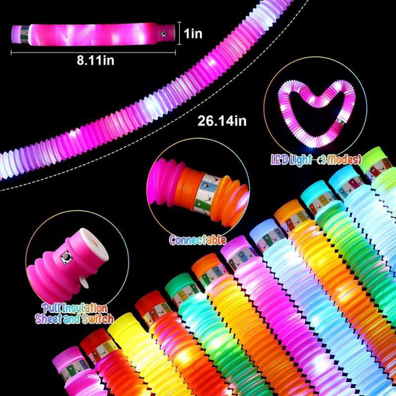 Jual Rb-m296 Mainan Anak Light Up Pop Pipes Led / Fidget Pop Tubes ...