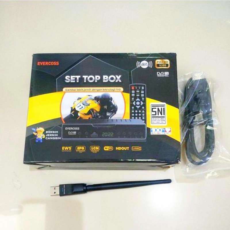 Promo Set Top Box EVERCROSS PRO Digital DVB T2 HD - STB+DONGLE+HDMI ...