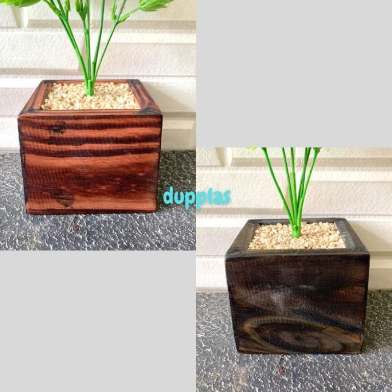 Jual Tanaman Hias Daun Pinus Semi Latex Artificial Pot Kayu Motif Vas ...