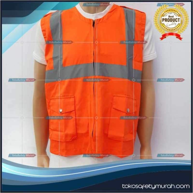 Jual Rompi Safety Rompi Keselamatan Kerja Orange Bahan American Drill ...