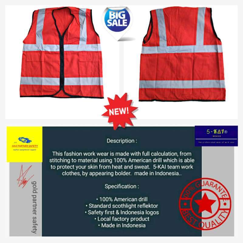 Jual Rompi Safety/proyek/kerja/seragam/team/lapangan Bahan Berwarna Di ...