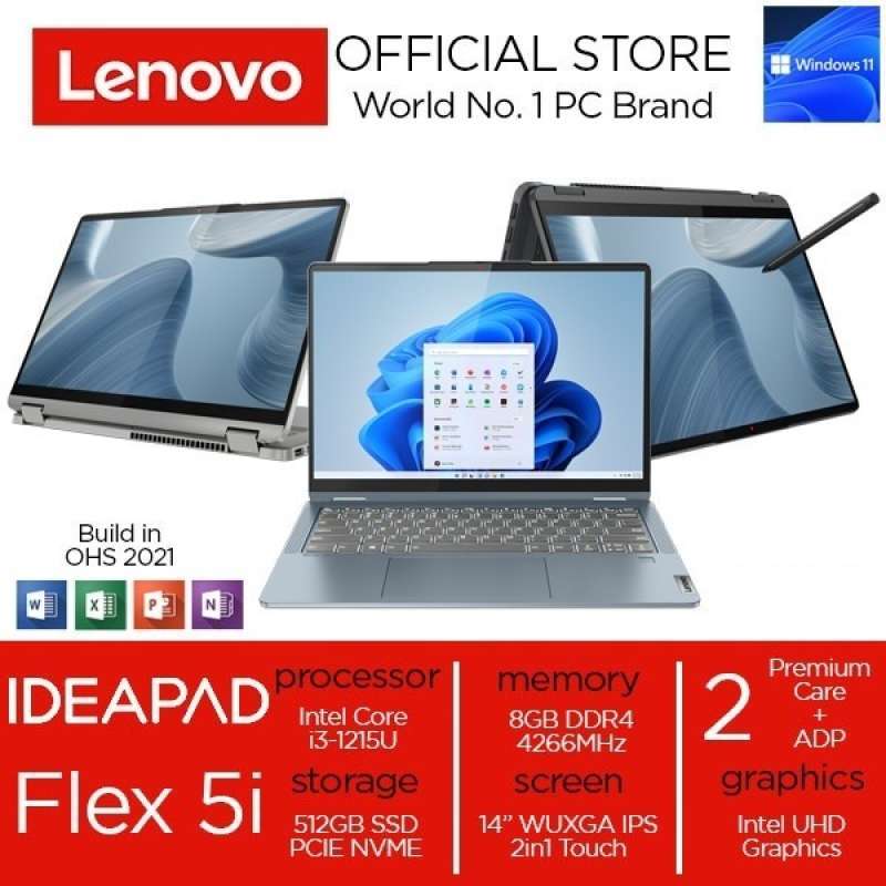 Jual Laptop Lenovo Ideapad Flex 5i i3-1215U 512GB SSD 8GB Win11+OHS di ...