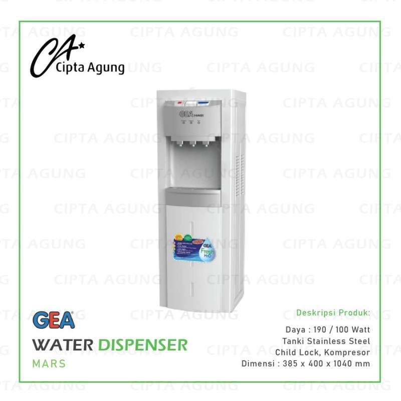 Jual WATER DISPENSER GALON ATAS GEA MARS STAINLESS STEEL LOW WATT di ...