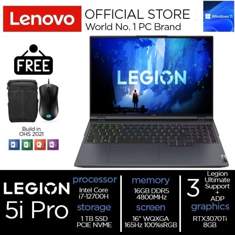 Jual Lenovo Legion 5i Pro i7 12700H 16GB 1TBSSD RTX3070TI 8GB 165Hz 16QHD di Seller Lenovo ...