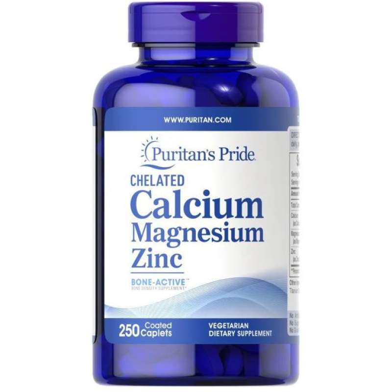 Jual Puritan's Pride Chelated Calcium Magnesium Zinc 100 250 Caplets ...