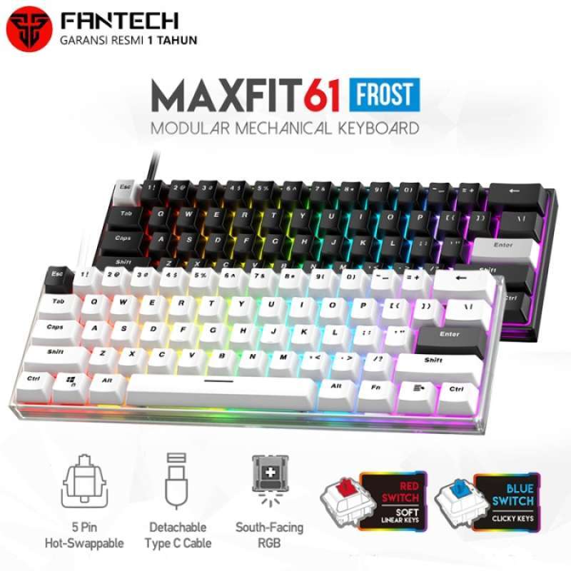 Jual Fantech MAXFIT61 FROST Wired Hotswap Keyboard Gaming Mechanical ...