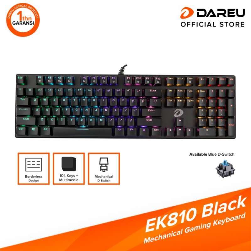 Jual Dareu Ek-810 Mechanical Gaming Keyboard Black Fullsize Di Seller ...
