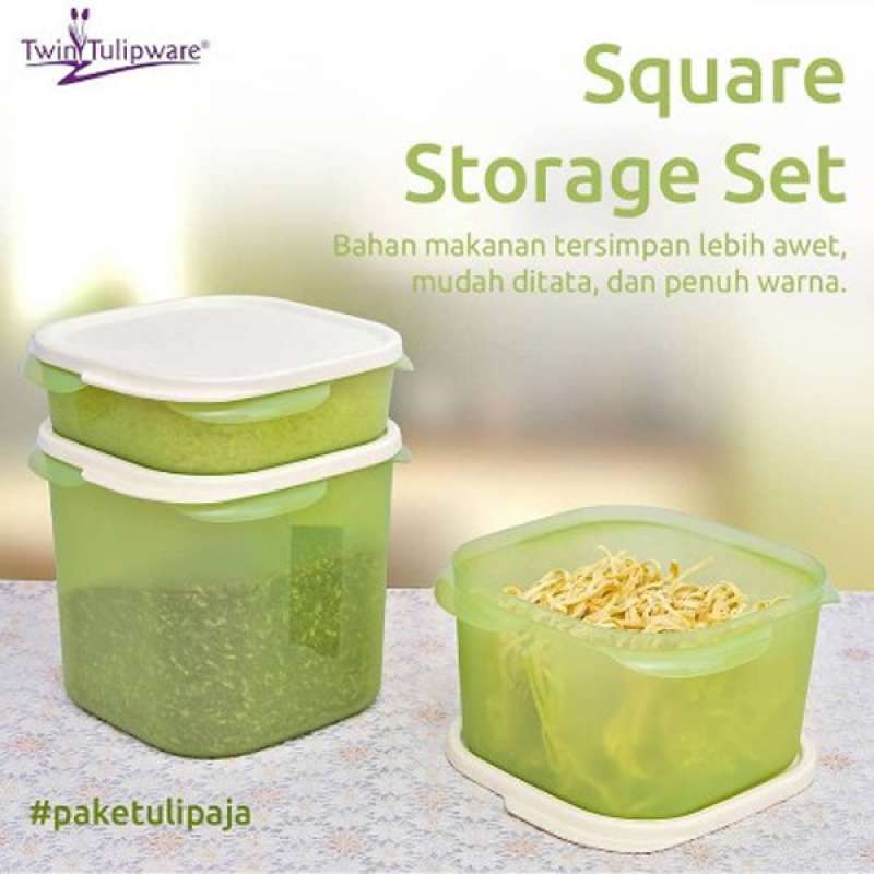 Jual Twin Tulipware Square Storage Set (Wadah/Toples Penyimpanan ...