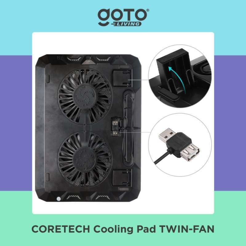 Jual Coretech Twinfan Cooling Pad Kipas Fan Pendingin Laptop Portable ...