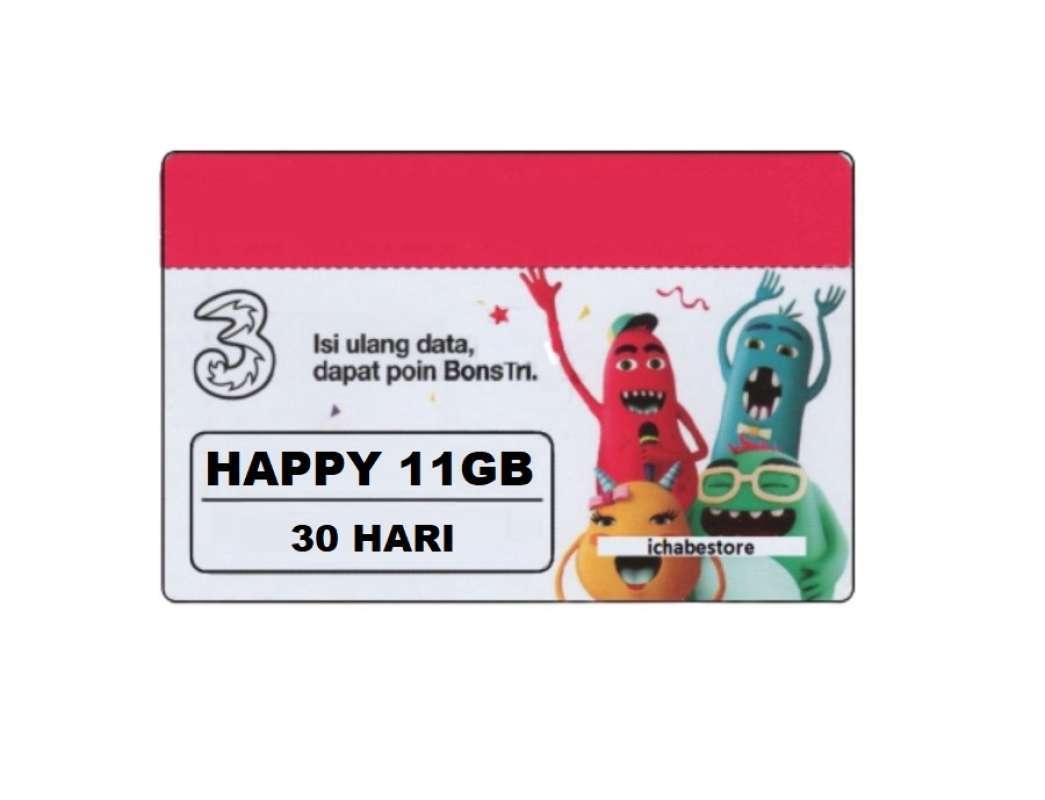 Promo Tri Three Data Happy 11gb 30hari Diskon 6% Di Seller Echastore ...