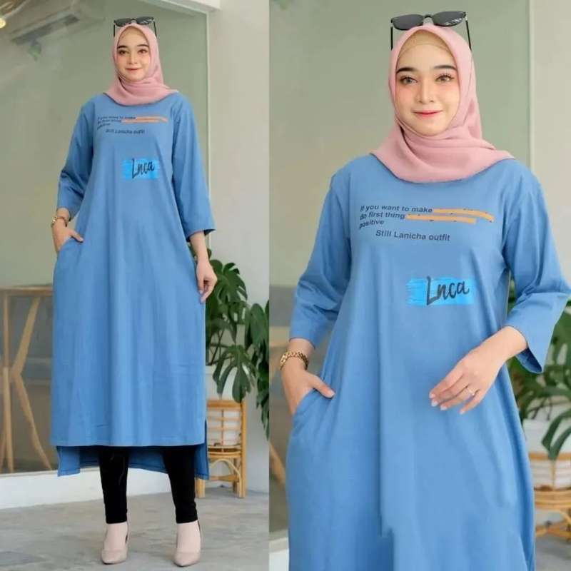 Promo Jesla Fashion Nicha Midi Dress Bahan Kaos Katun Combed 24s ...