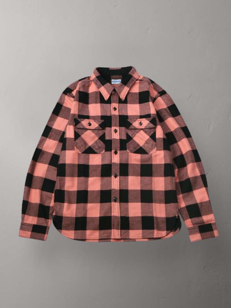 Promo The Flat Head Block Check Flannel Shirt - Black / Pink Diskon 3% ...