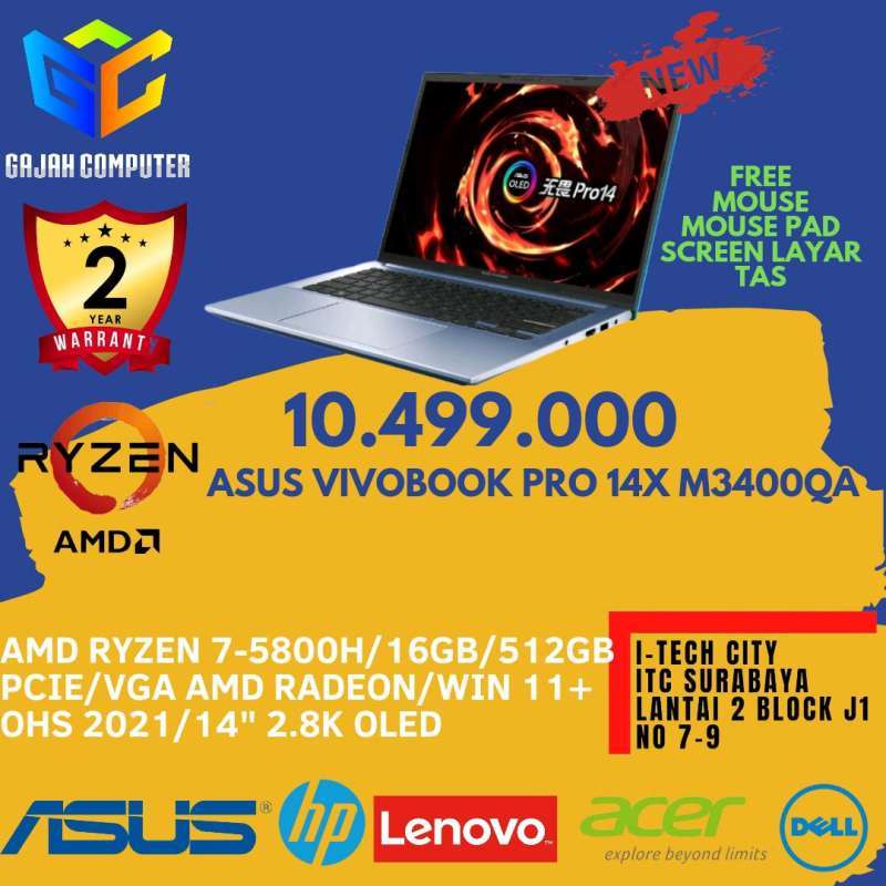 Jual ASUS VIVOBOOK PRO 14X M3400QA di Seller gajah_computer - Kapasan, Kota Surabaya | Blibli