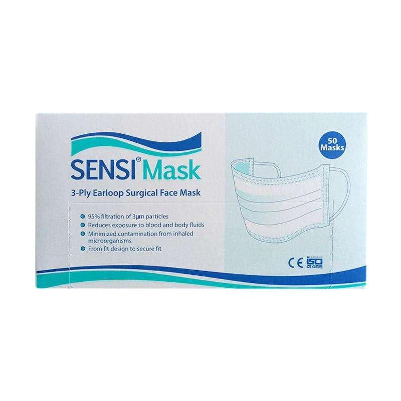 Jual Sensi Masker 3-ply Earloop Surgical Mask / Masker Bedah [isi 50 ...