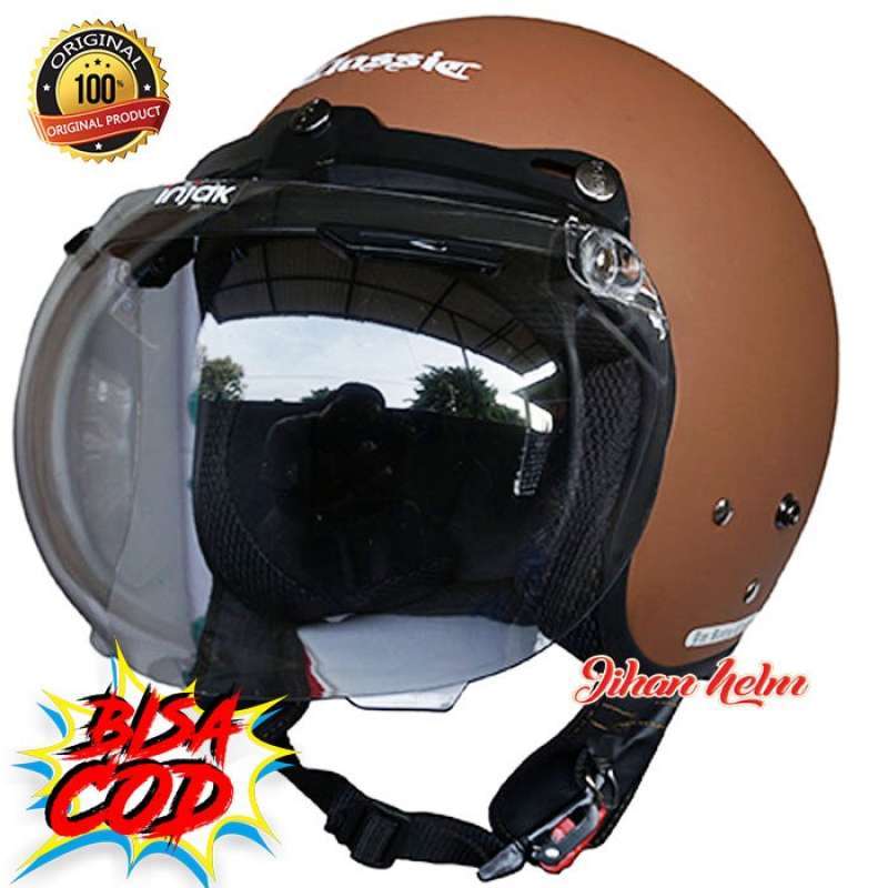 Promo Helm Bogo / Helm Classic Jm Coklat Doff Kaca Cembung Clear Diskon ...
