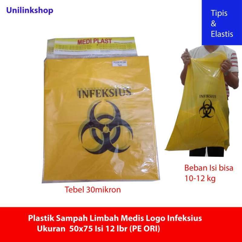Jual Plastik Sampah Limbah Medis Logo Infeksius 50x75cm (PE ORI ...