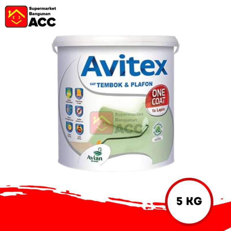 Promo AVITEX ONE COAT CAT TEMBOK & PLAFON SUPER WHITE 5 KG Diskon 33% ...
