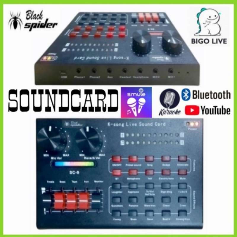 Jual soundcard blackspider SC 9 bluetooth live broadcasting blackspider ...
