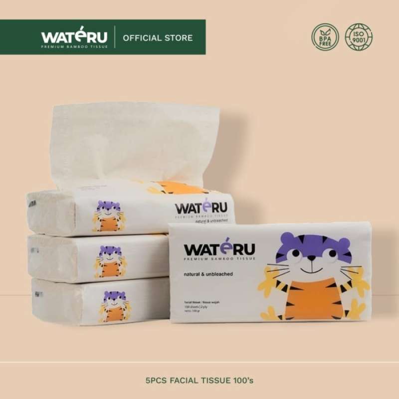 Jual Wateru Natural Bamboo Tissue / Tisu Bambu - Facial 100S, 12 Pack ...