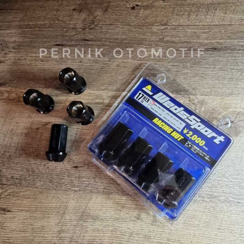 Jual WedsSport Black Racing Nut Original Mur Baut Roda Mobil 1.5 / 1.25 ...