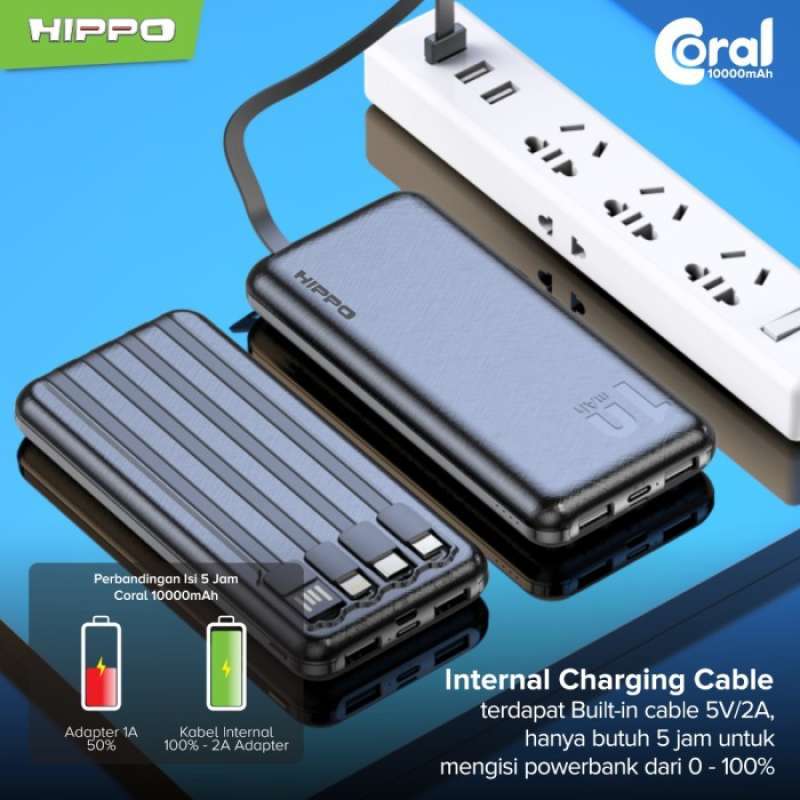 Promo Hippo Power Bank Coral 10000mAh 5 Output Smart Detect Charging ...