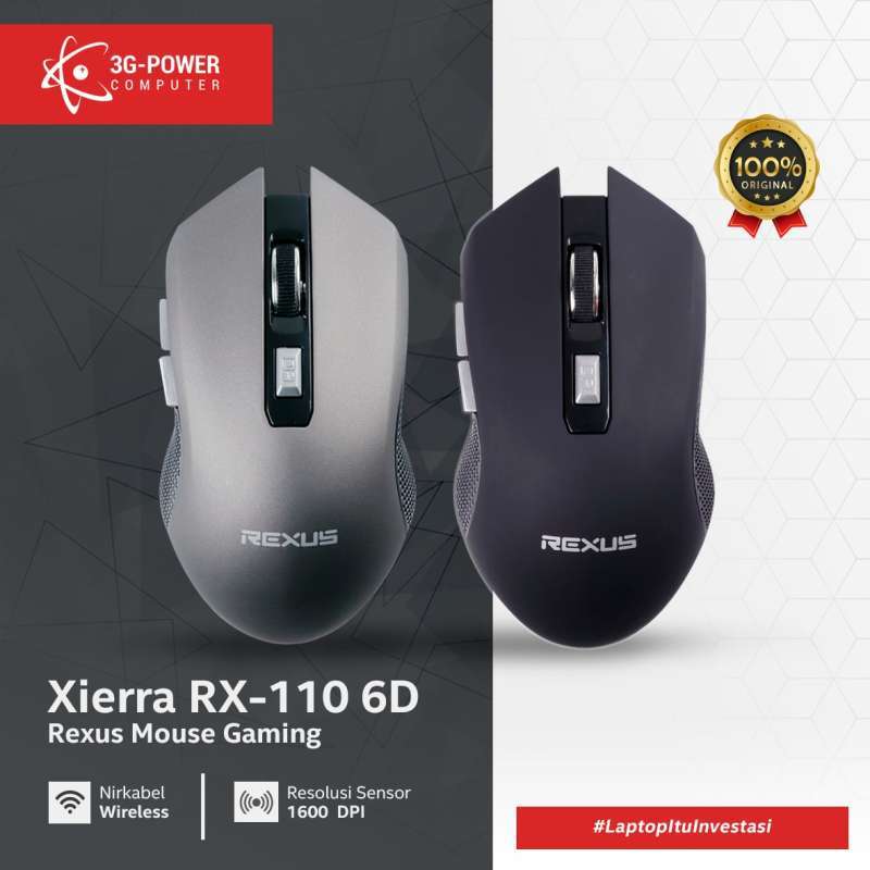 Promo Rexus Xierra RX110 / RX-110 Wireless Gaming Mouse 6D - Black Diskon 28% di Seller 3G-POWER ...