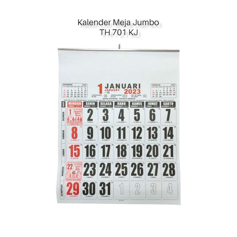 Jual Kalender Dinding Tahun 2023 Ukuran Jumbo ( 63 x 50 Cm) #TH23 701 ...