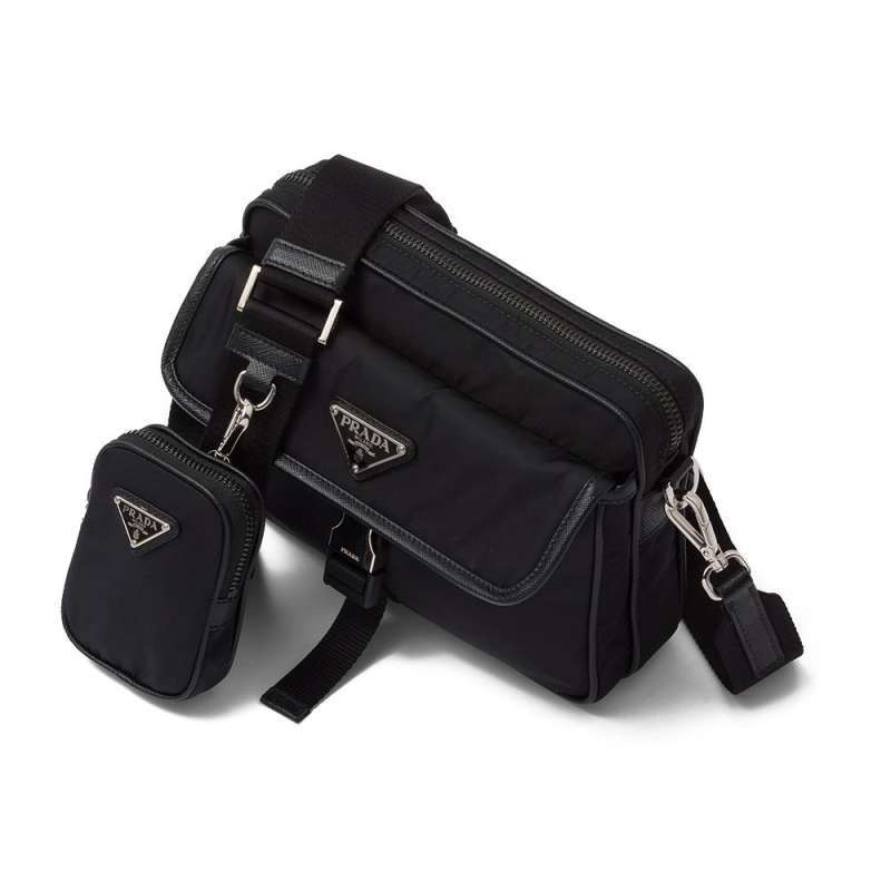Promo Prada Re-nylon And Saffiano Leather Shoulder Bag Triangle Metal ...