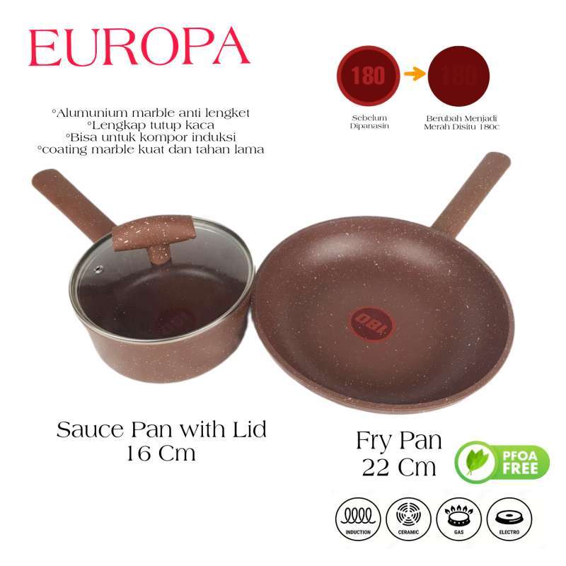 Jual Europa Red Dot Set Fry Pan 22cm Dan Sauce Pan 16cm Marble Keramik ...