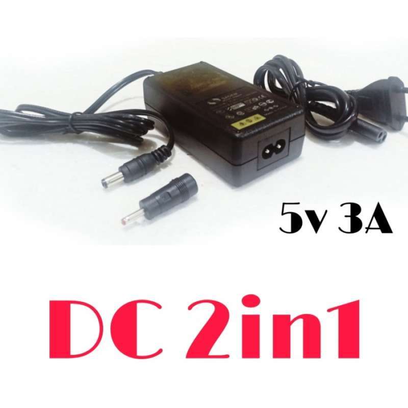 Promo adaptor 2in1 5v 3A panjang DC 3.5mm 1.35mm 2.1mm 2.5mm 5.5mm 5 ...