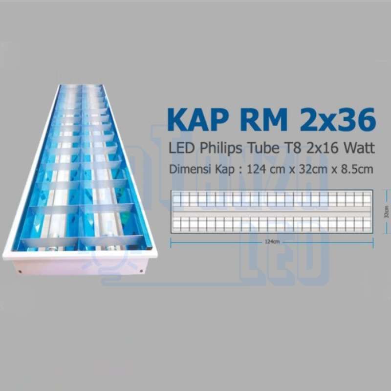 Jual Kap Lampu RM 2x36W RMI 2 x 36w 120cm 1200mm LED 16W PHILIPS di ...