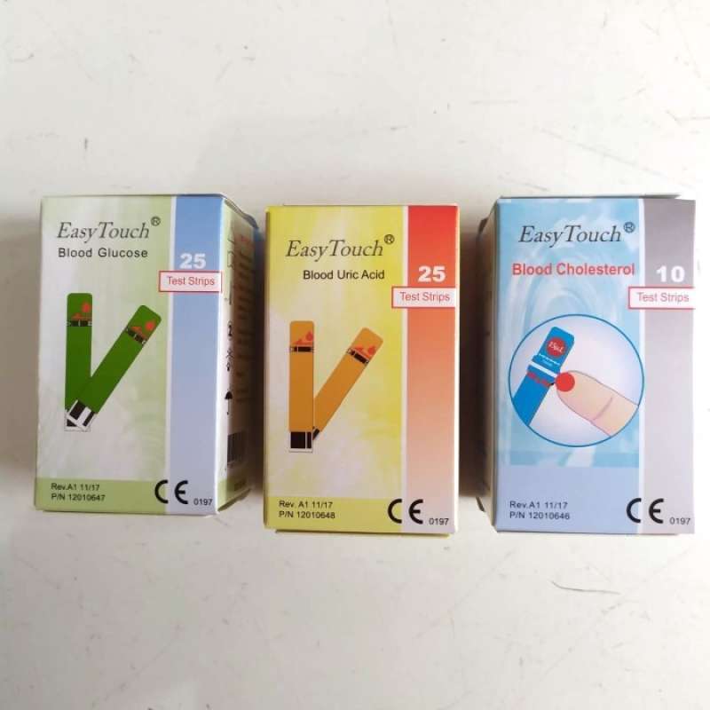 Promo Paket Strip Test Darah Gula Asam Urat Kolestrol Stik Easy Touch ...