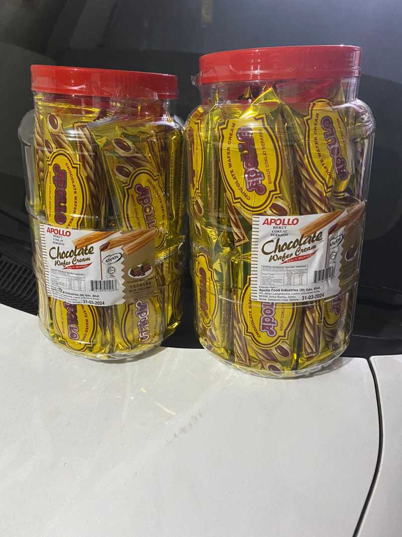 Promo Apollo Biskuit Wafer Chocolate Cream Stick isi 45pcs Wafer ...