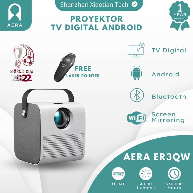 Jual Proyektor Mini AERA ER3QW Android | Projector 4000 Lumens 1080P ...