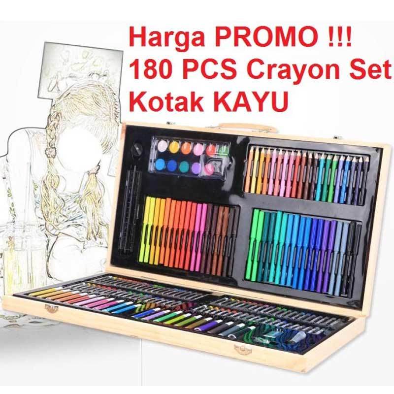 Jual 180 PCS Kotak Kayu Crayon Set Cat Minyak Pensil Warna Pastel untuk ...