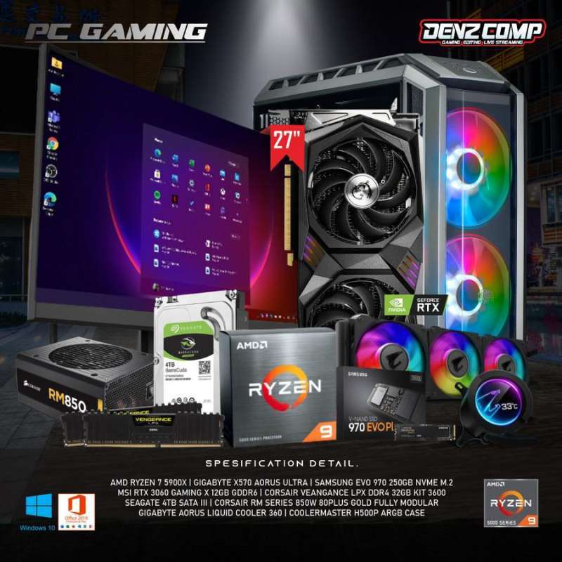 Jual RENDER PC - AMD RYZEN 9 5900X (RTX3060 12GB) RAM 32GB WITH LED ...