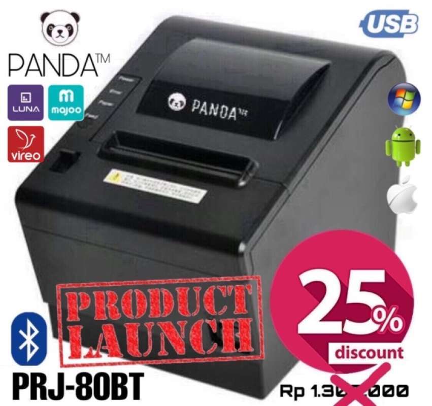 Promo Printer Bluetooth Pos Android Kasir Thermal 80mm Panda Prj-80bt (rj11) Diskon 26% Di ...
