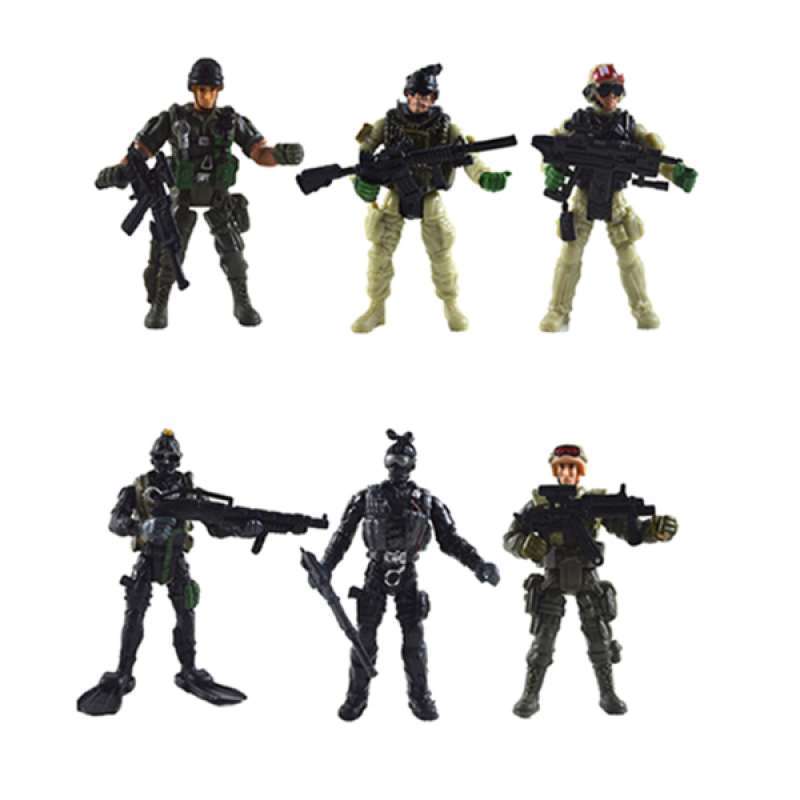 Jual 6pcs Mini Jointed Army Soldier Men w / Weapons Model Toy Set ...