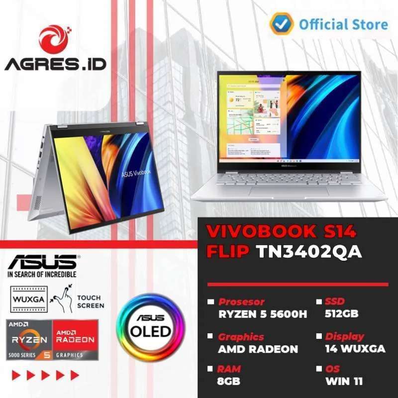 Jual ASUS VIVOBOOK S14 FLIP TN3402QA - RYZEN 5 5600H 8GB 512SSD VEGA ...