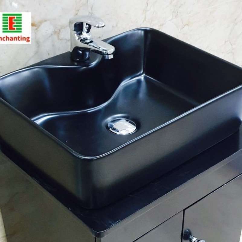 Promo Wastafel Keramik E1319 Black Enchanting - Full Hitam Diskon 35% ...