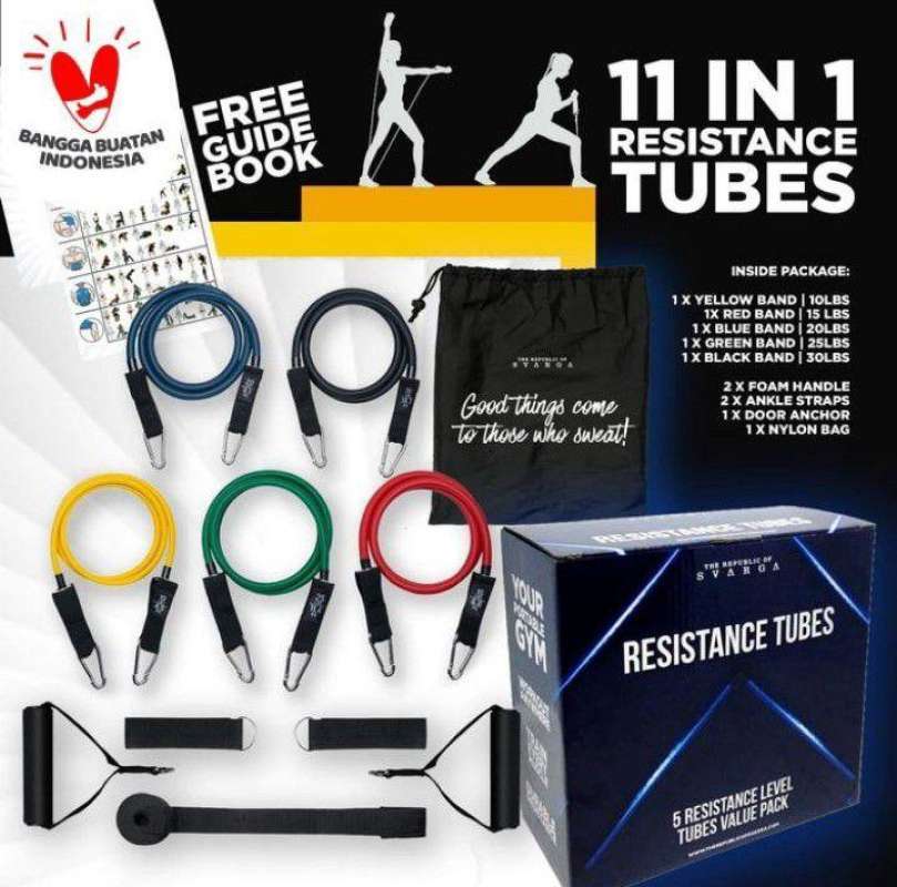 Jual SVARGA Resistance Band / Resistance Tubes 11 in 1 | 5 Strength ...