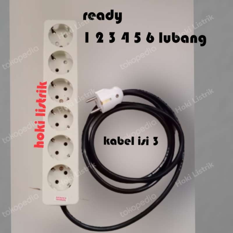 Promo Kabel Roll Extension 5 Meter Kabel 3 Stopkontak 1 2 3 4 5 6 ...