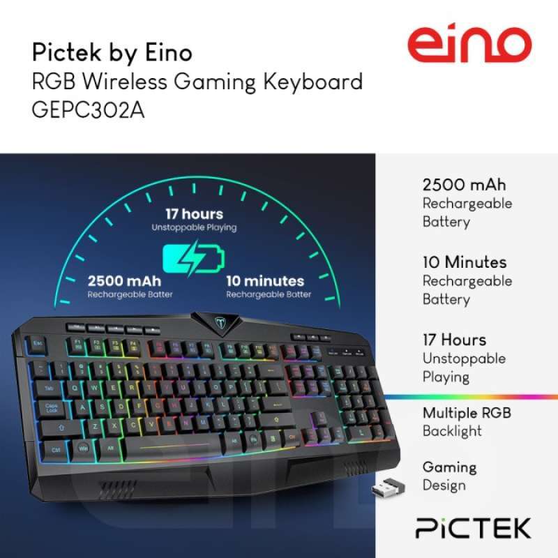 Promo Pictek By Eino Rgb Wireless Gaming Keyboard Backlight Rainbow ...