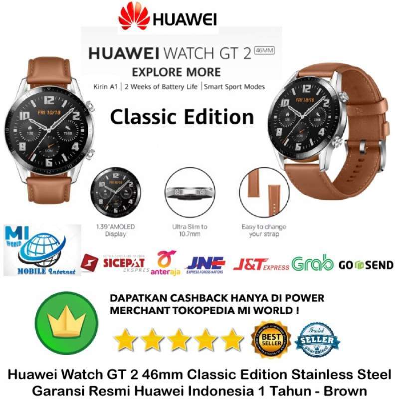 Promo Huawei Smart Watch GT 2 46mm Classic GT2 46 Stainless-Brown ...